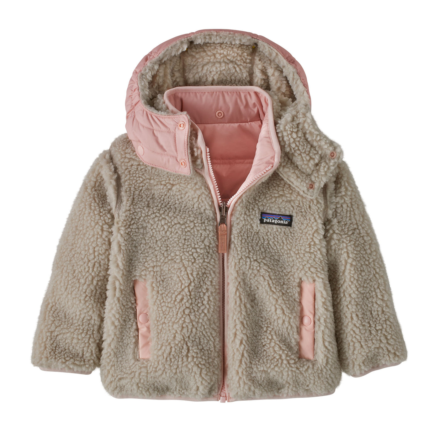 Patagonia Baby Reversible Tribbles Hoody - New Navy w/Mallow Pink