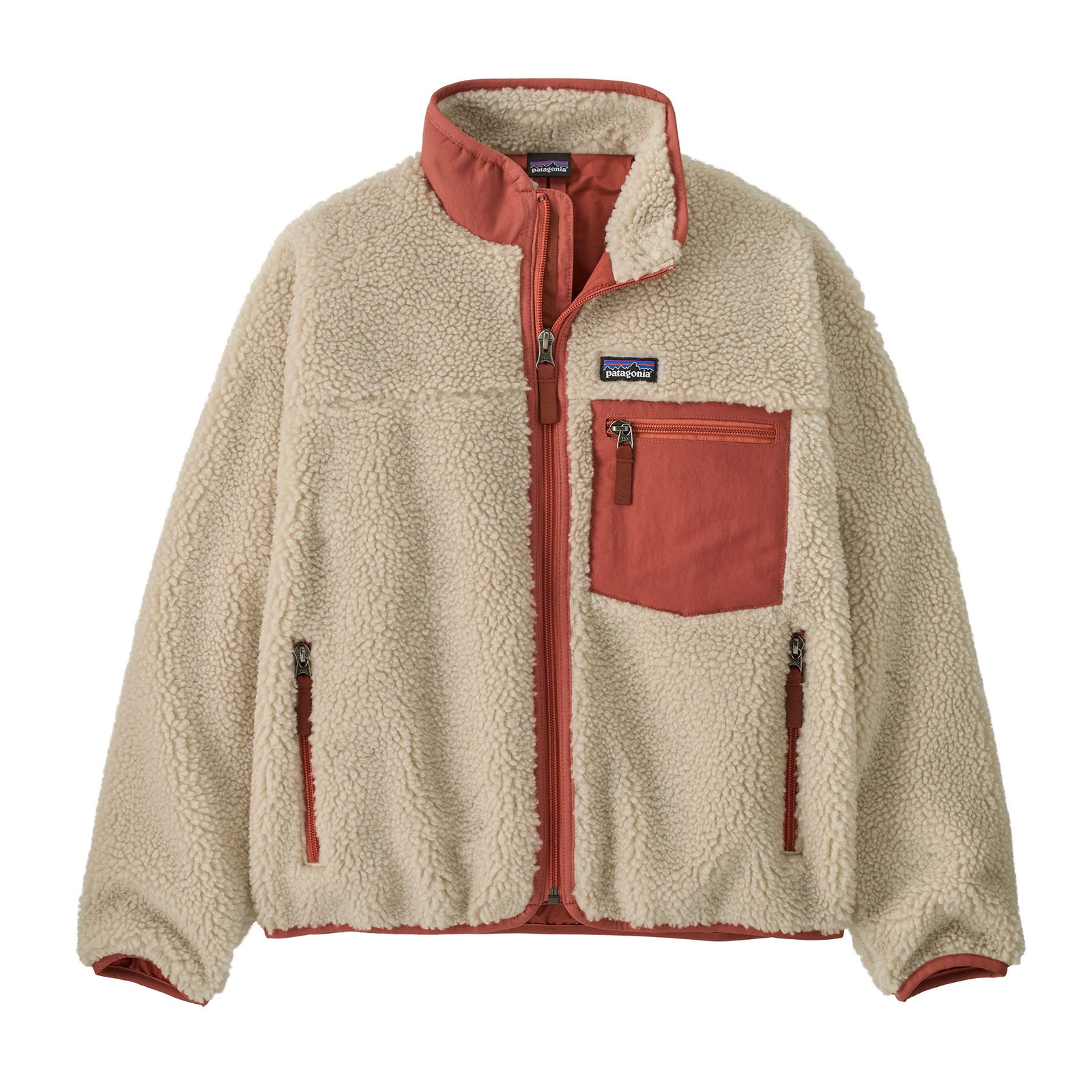 Patagonia Kids' Retro-X® Fleece Jacket - Natural w/Potters Red