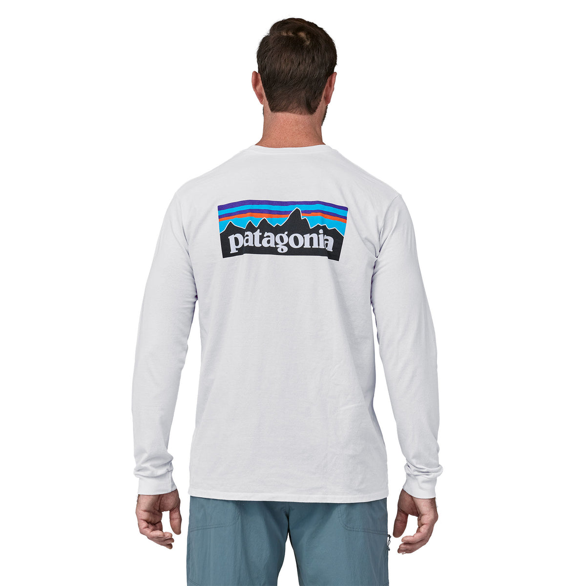 Patagonia Men's Long-Sleeved P-6 Logo Responsibili-Tee® - White